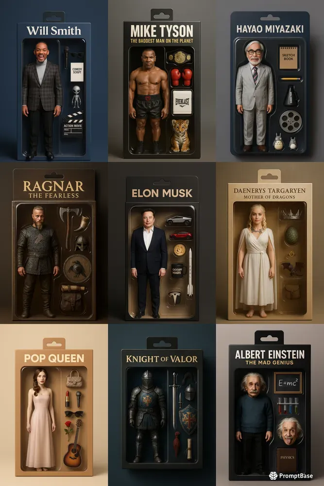 Custom Action Figures Blister Packs ChatGPT Image Prompt | PromptBase
