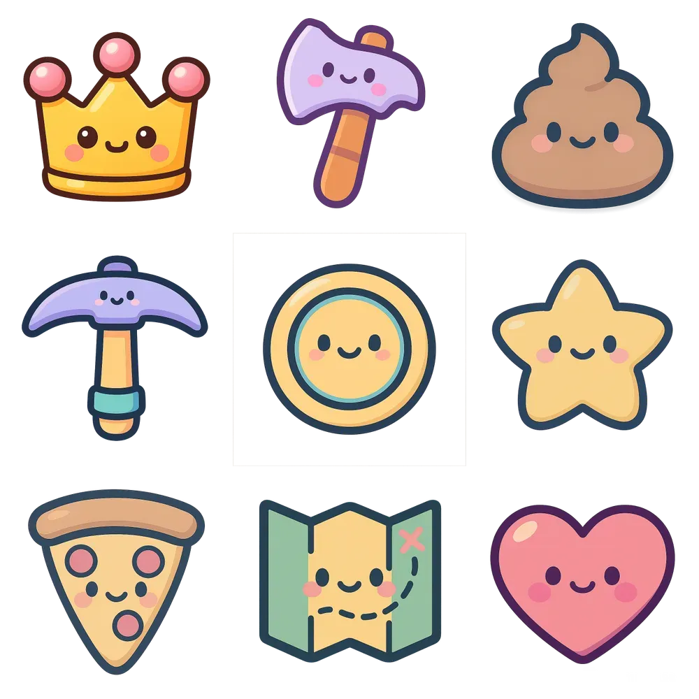 2D Game Adventurestyle Cute Icons ChatGPT Image Prompt | PromptBase