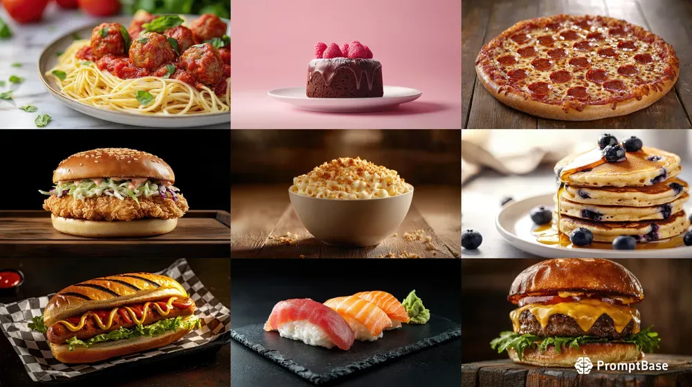 Detailed Commercial Food Shots Midjourney Prompt | PromptBase