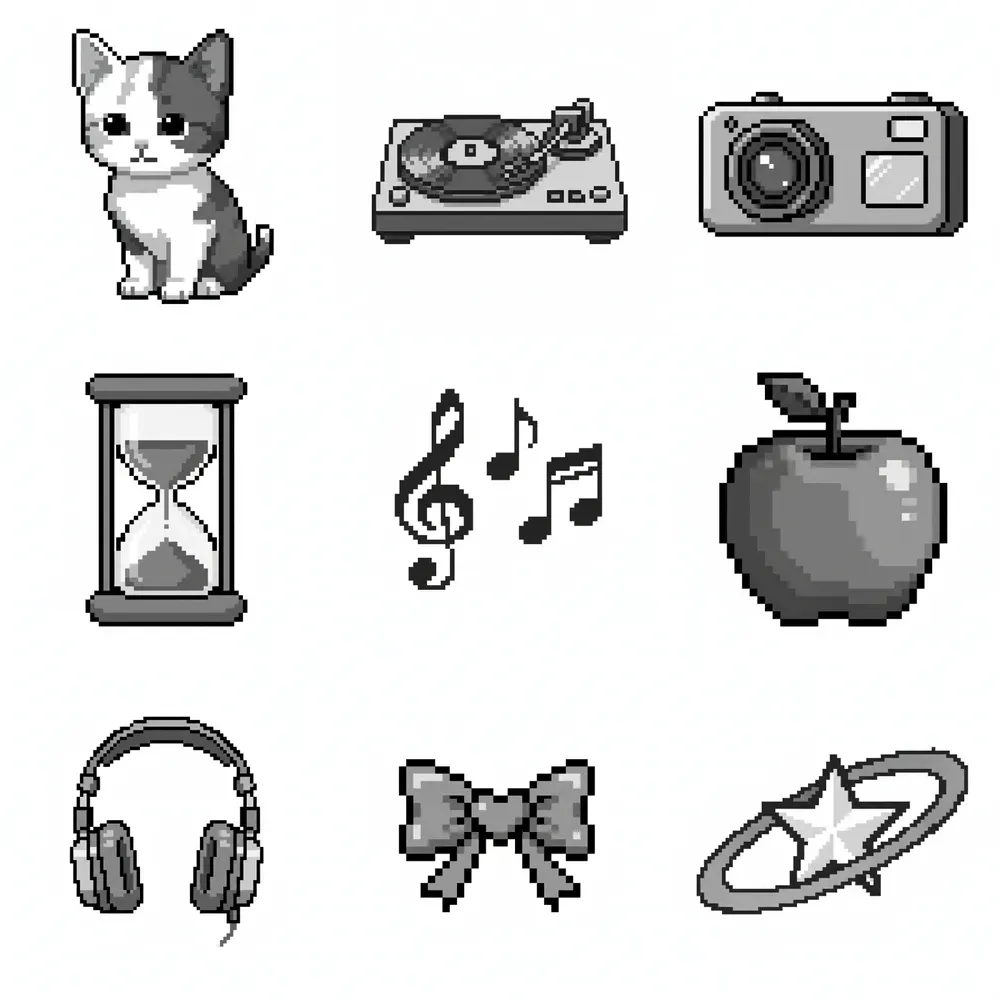 8bit Retro Grayscale Pixel Art Gemini Image Prompt | PromptBase