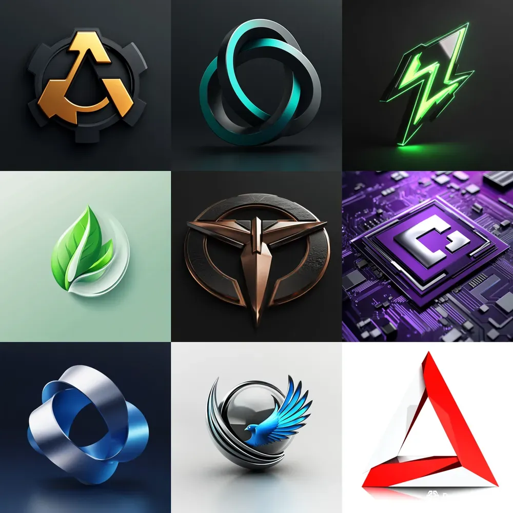 Sleek Modern 3D Logos Midjourney Prompt | PromptBase
