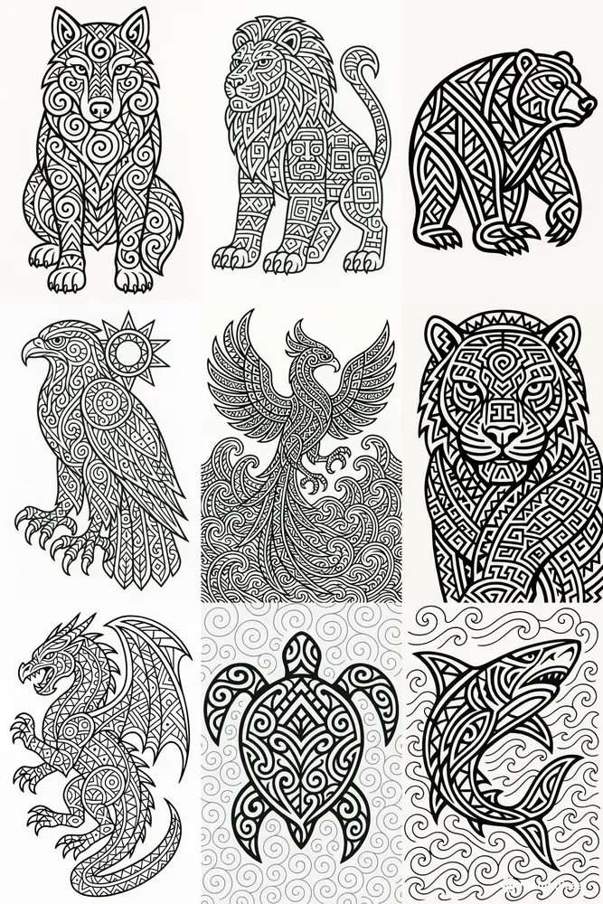 Tribal Ink Bold Tattoo Coloring Pages ChatGPT Image Prompt | PromptBase