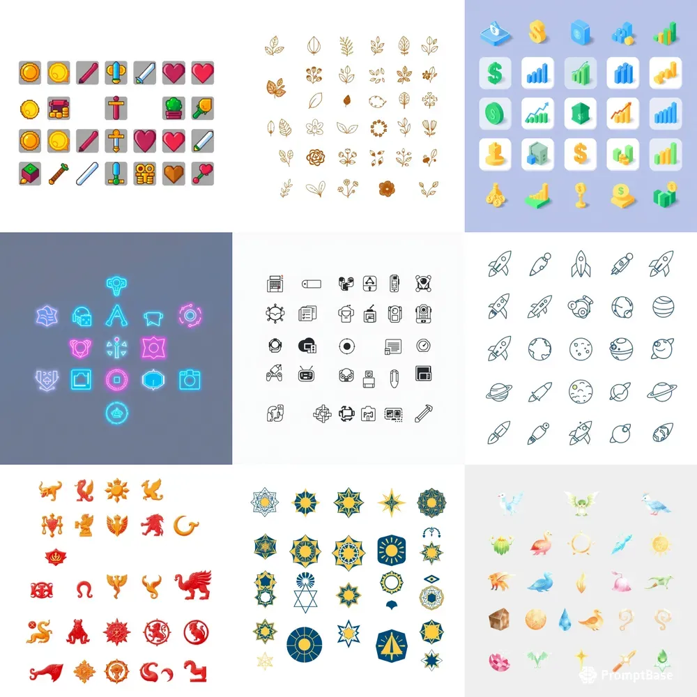 Customizable Icon Grids FLUX Prompt | PromptBase