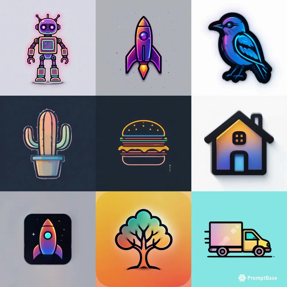 Modern Lineal Color Icons Midjourney Prompt | PromptBase
