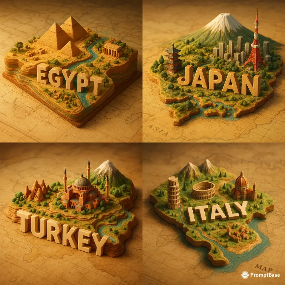 Miniature 3D World Map Dioramas Art ChatGPT Image Prompt | PromptBase