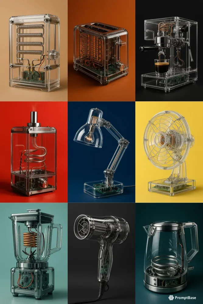 Transparent Tech Object Renders ChatGPT Image Prompt | PromptBase