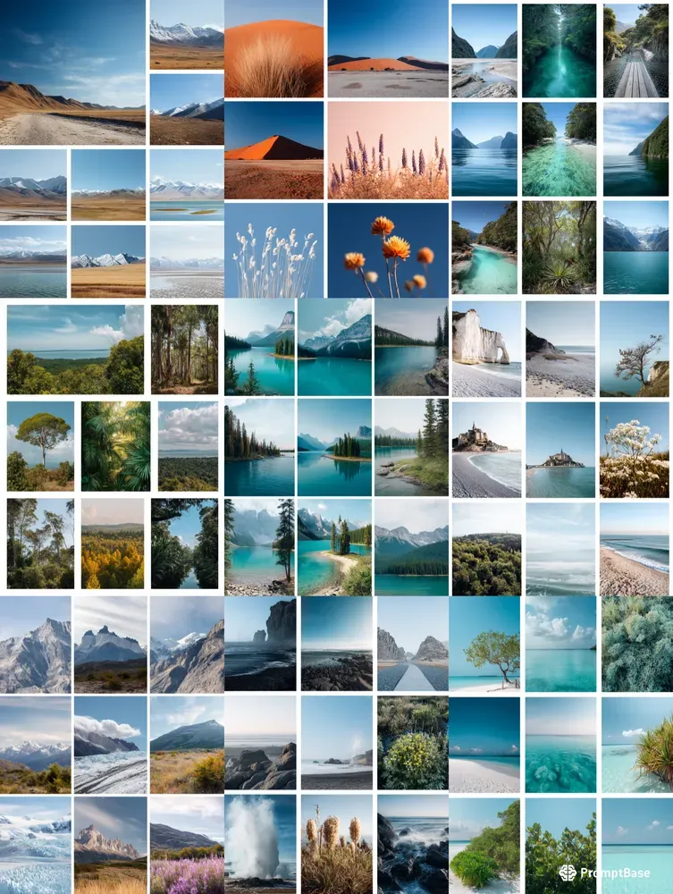 Curated Visual Grids For Nature Travel Midjourney Prompt | PromptBase