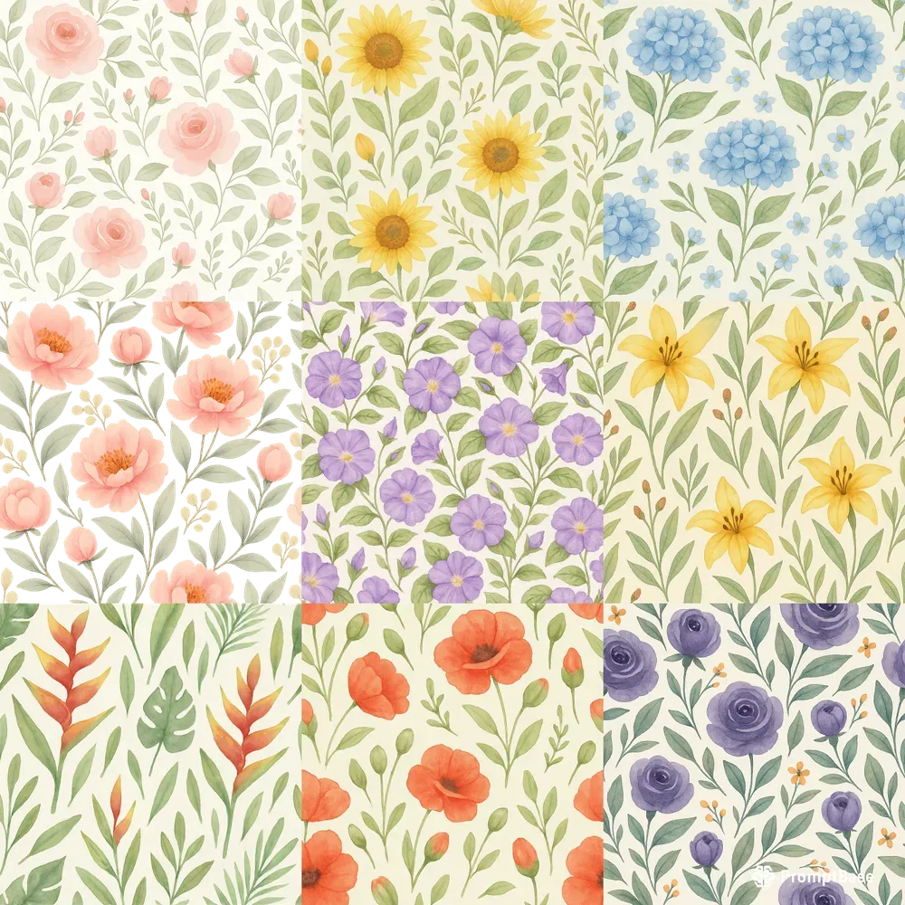 Seamless Watercolor Floral Tiles ChatGPT Image Prompt | PromptBase