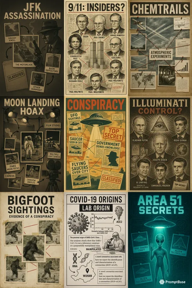 Conspiracy Theory Posters ChatGPT Image Prompt | PromptBase