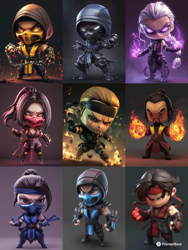 Chibi Mortal Kombat Characters Midjourney Prompt | PromptBase