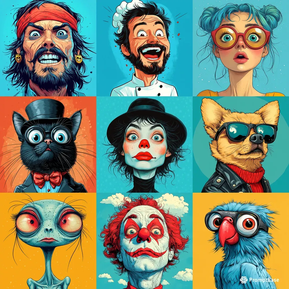 Expressive Cartoon Portraits Midjourney Prompt | PromptBase