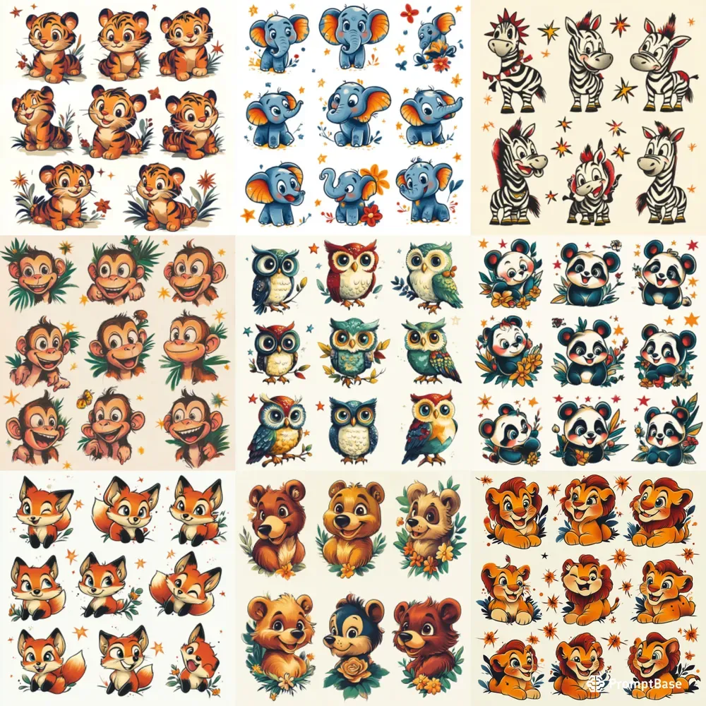 Retro Tattoo Flash Sheets Midjourney Prompt | PromptBase