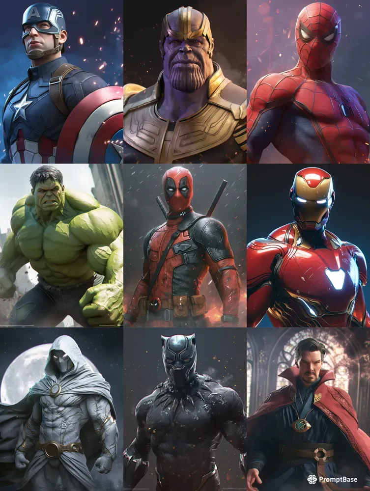 Hyper Realistic Marvel Comics Characters Midjourney Prompt | PromptBase