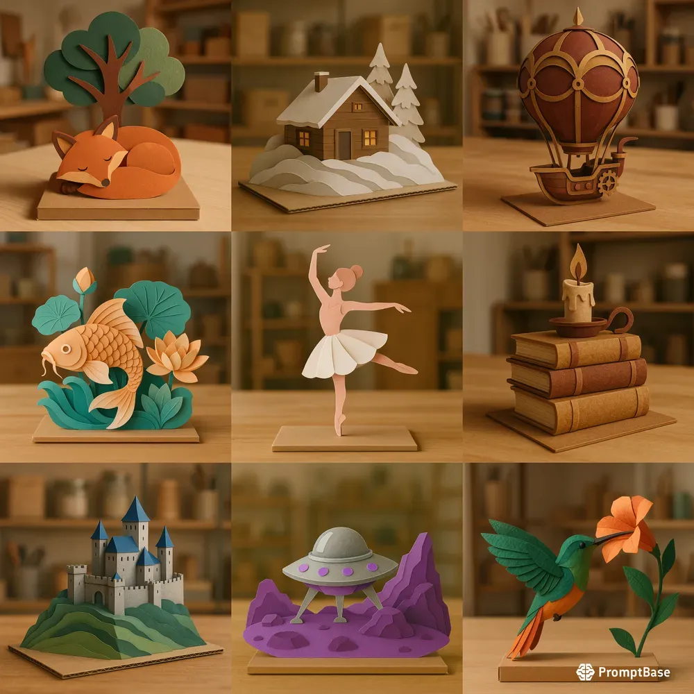 Layered 3D Papercraft Art Generators ChatGPT Image Prompt | PromptBase
