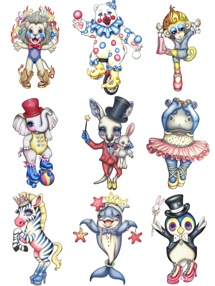 Cute Animal Circus Clipart Sets Midjourney Prompt | PromptBase
