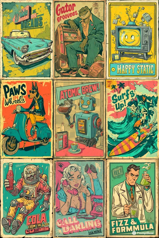 Advertising Posters 1950s Style Midjourney Prompt | PromptBase