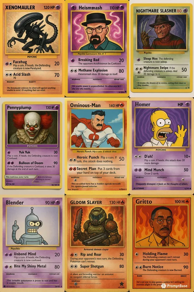 Pokemon Parody Cards ChatGPT Image Prompt | PromptBase