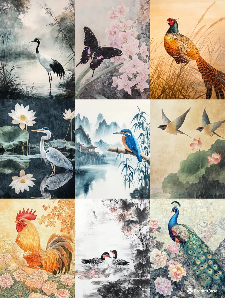 Traditional Chinese Gongbi Paintings Midjourney Prompt | PromptBase