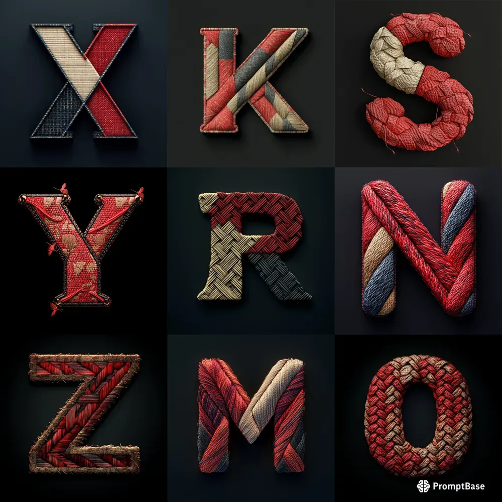 Embroidered Woven Fabric Letter Logos Midjourney Prompt | PromptBase
