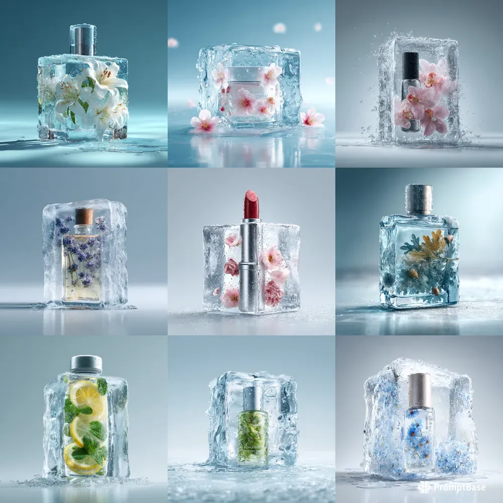 Frozen Elegance Ice Block Product Ads Midjourney Prompt | PromptBase