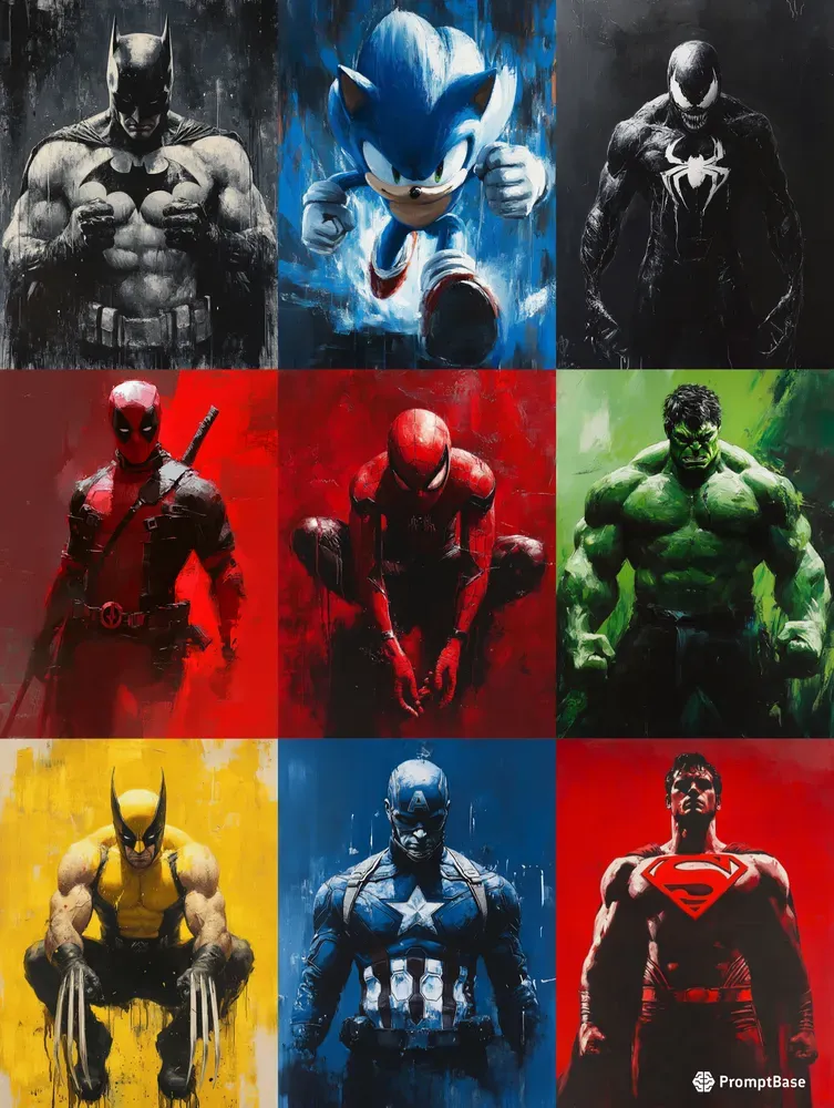 Realistic Superhero Poster Oil Paintings Midjourney Prompt | PromptBase