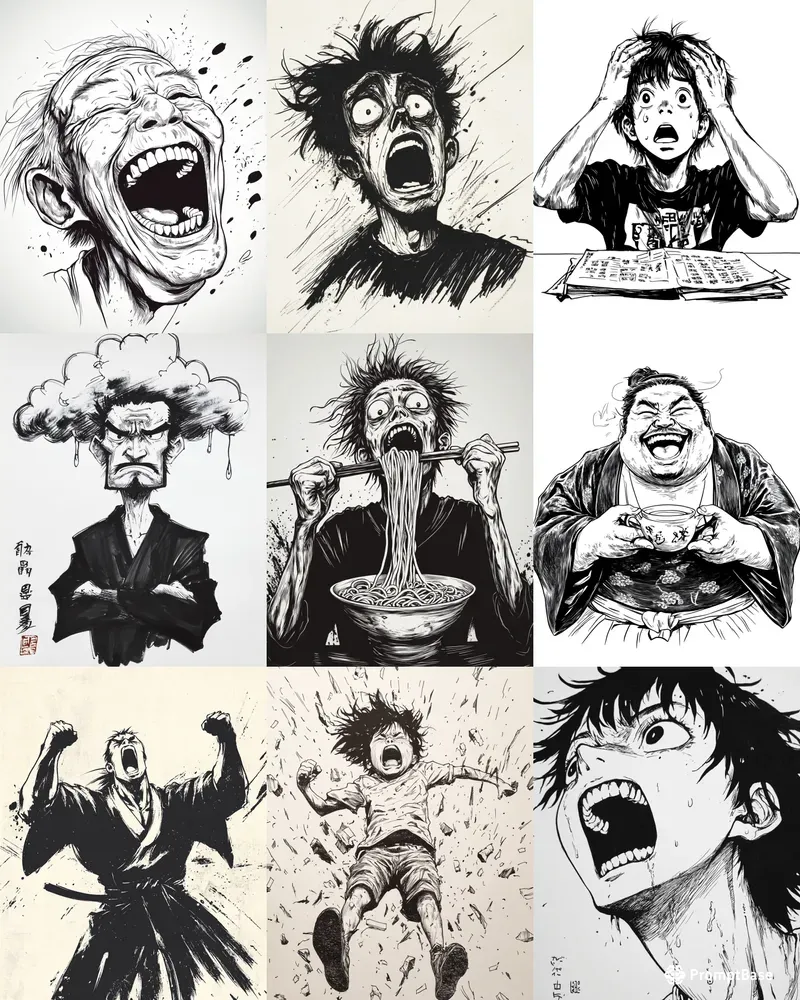 Expressive Manga Ink Sketches Midjourney Prompt | PromptBase