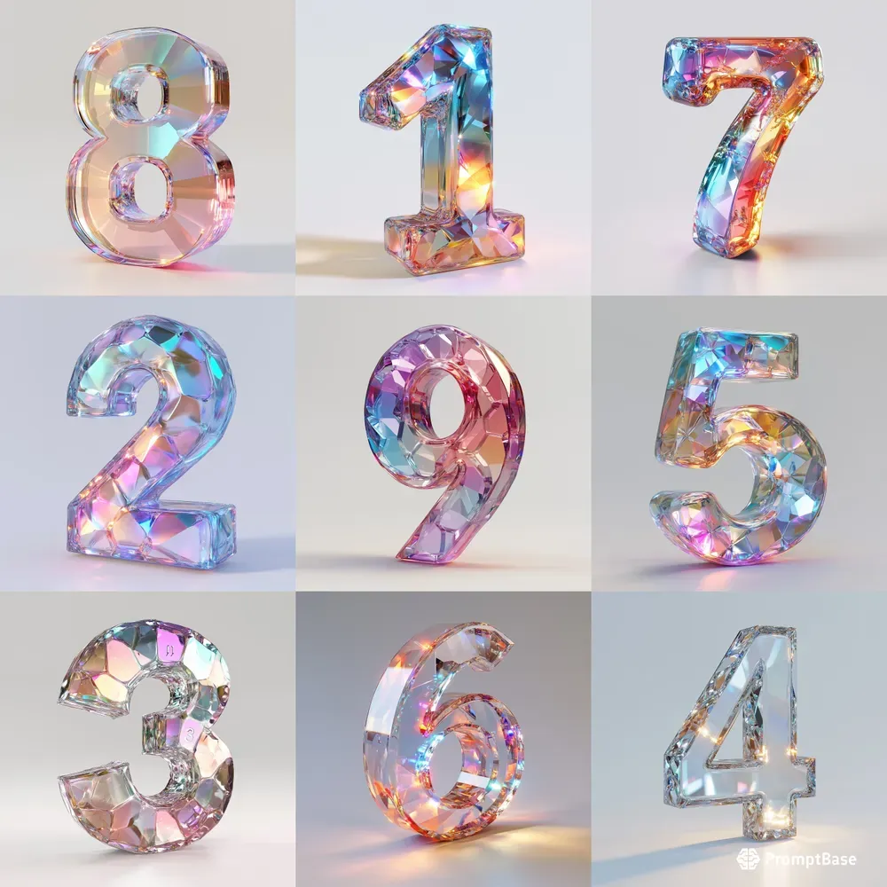 Swarovski Crystal Numbers Sets Midjourney Prompt | PromptBase
