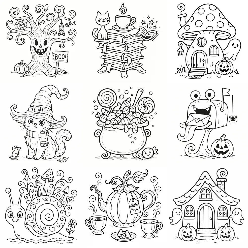 Easy And Quirky Halloween Coloring Pages ChatGPT Image Prompt | PromptBase