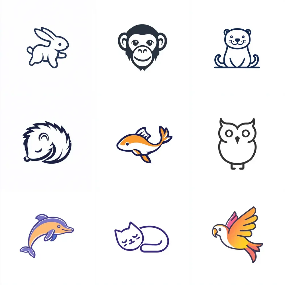 Minimal Line Animal Logos Midjourney Prompt | PromptBase