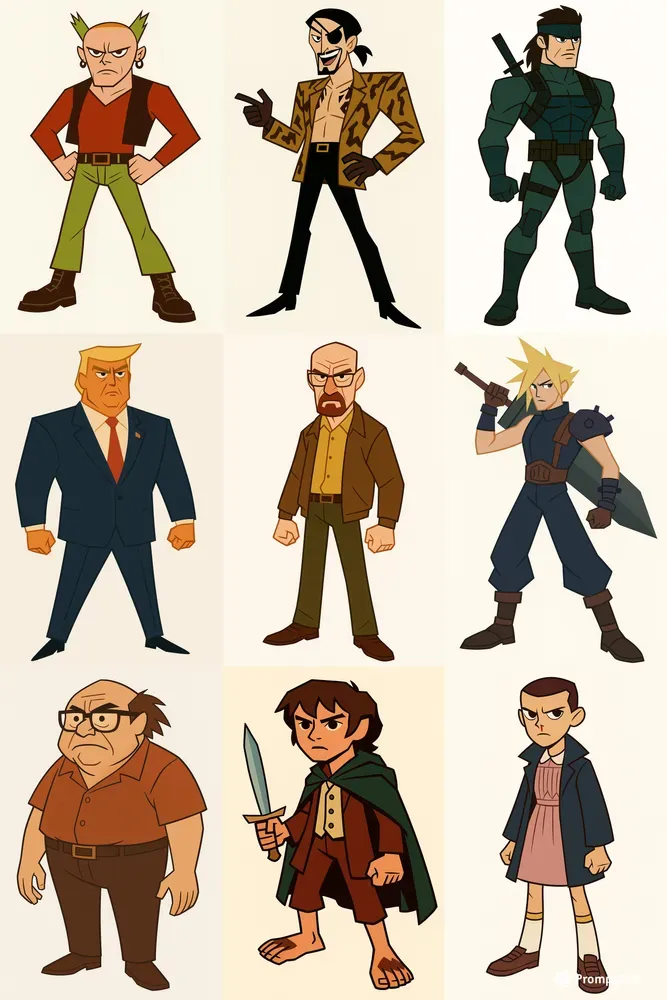 Consistent Flat Toonified Characters ChatGPT Image Prompt | PromptBase
