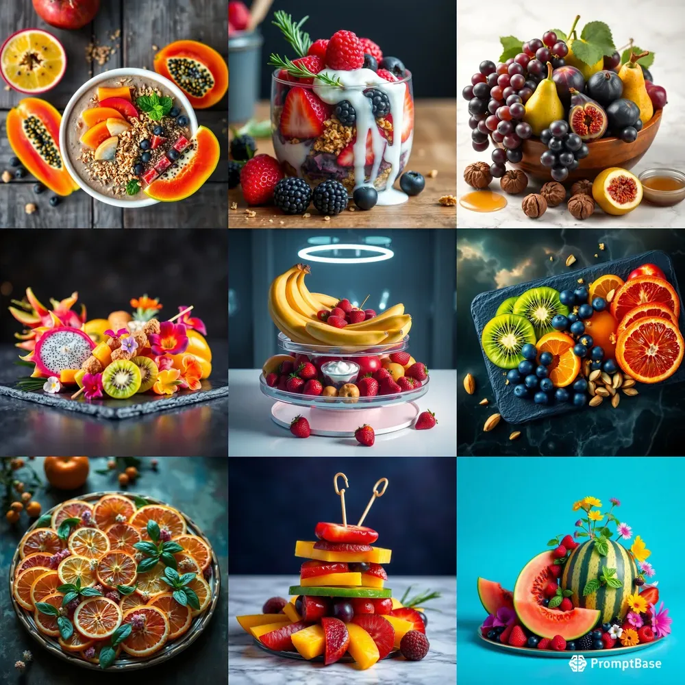 Vivid Realistic Fruit Photography Creators Midjourney Prompt | PromptBase