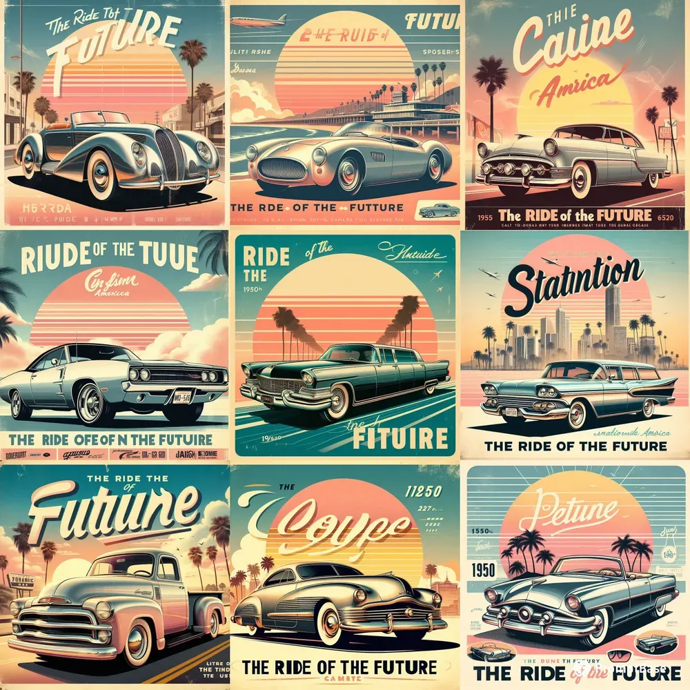Vintage Car Posters From The 1950s DALL·E Prompt | PromptBase
