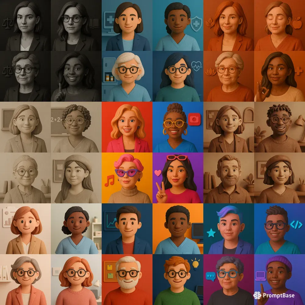 Customizable 3D Clay Style Avatars ChatGPT Image Prompt | PromptBase
