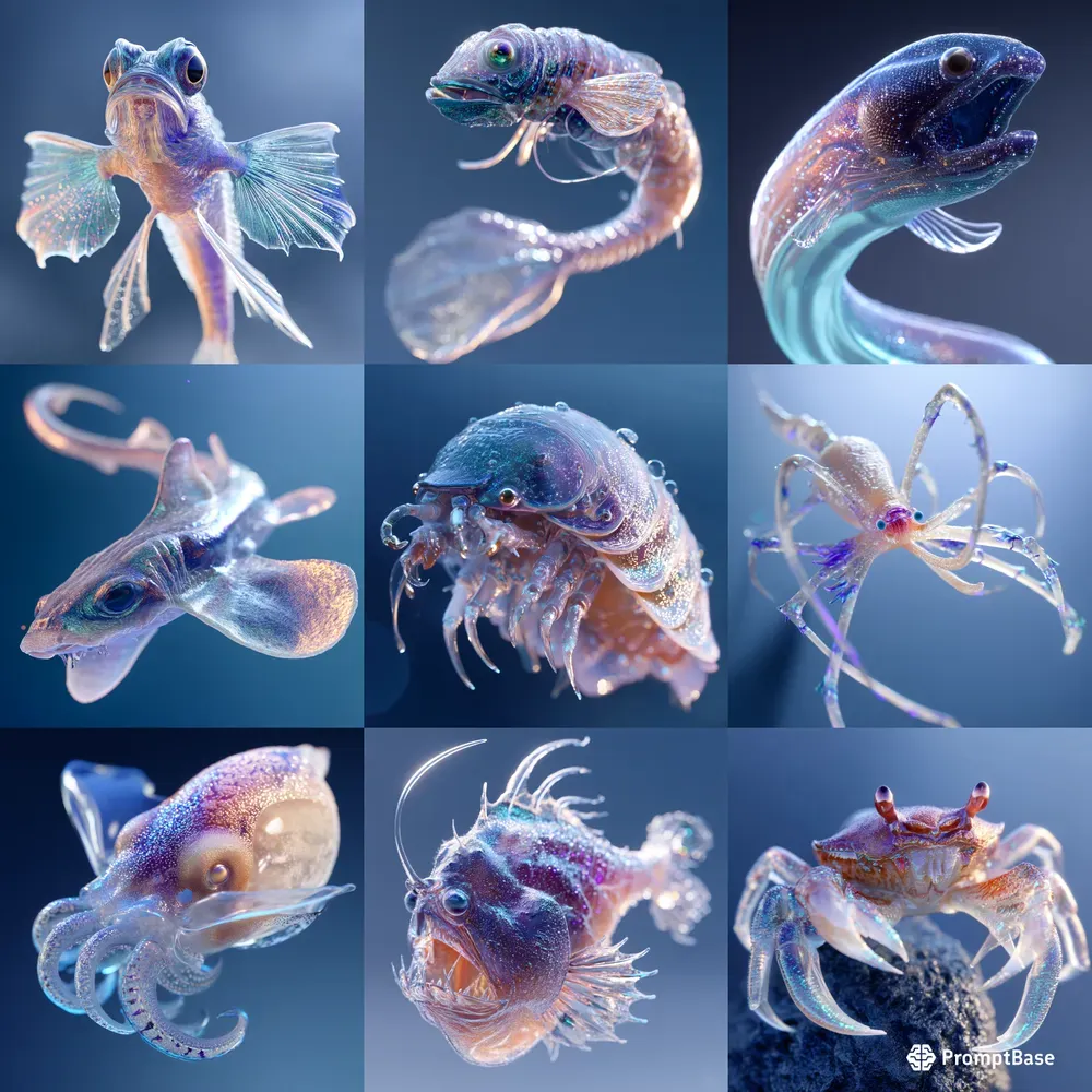 Deep Sea Creatures Photography Art Midjourney Prompt | PromptBase