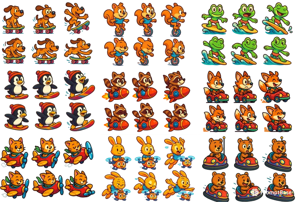 Cartoon Sprite Sheets ChatGPT Image Prompt | PromptBase