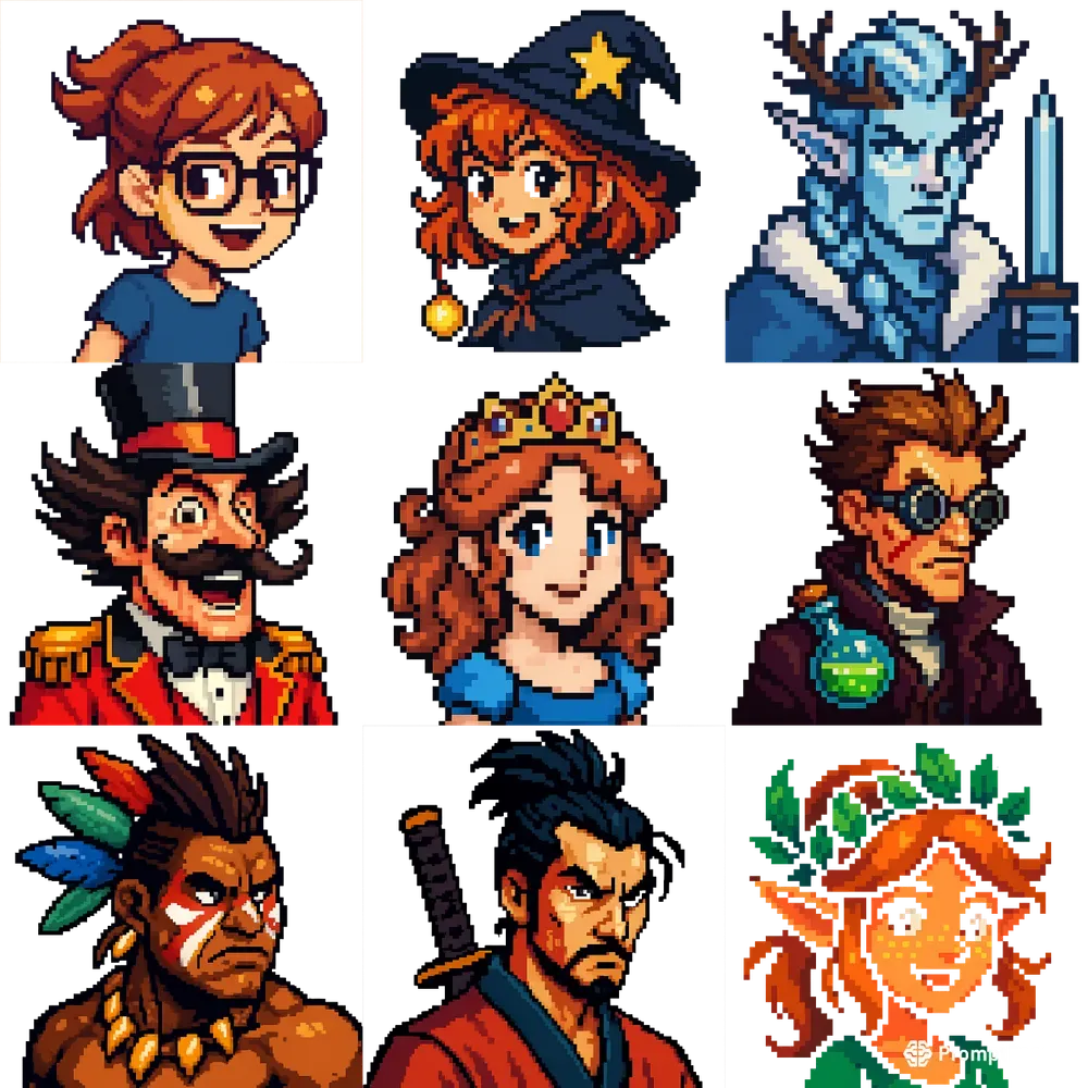 Pixel Art Portraits ChatGPT Image Prompt | PromptBase