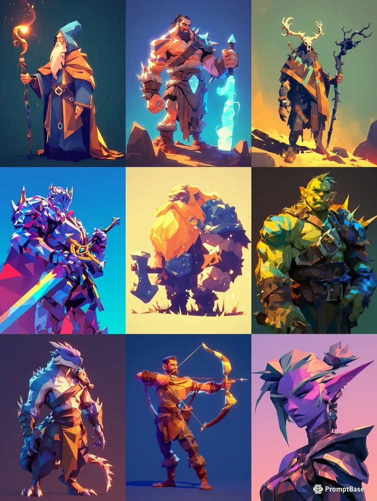 Low Poly Fantasy Characters Midjourney Prompt | PromptBase