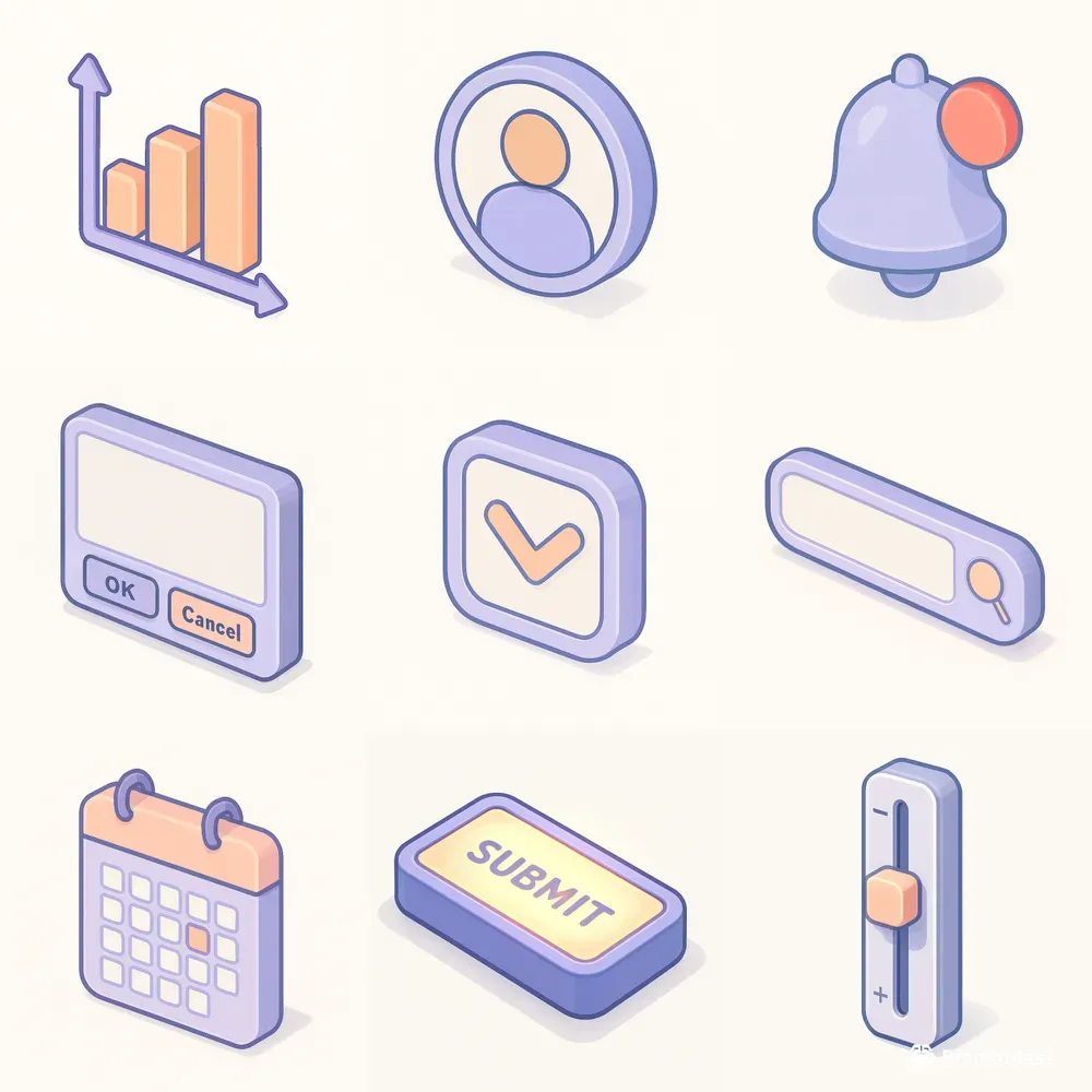 Isometric Ui Component Icon Set Generators ChatGPT Image Prompt | PromptBase