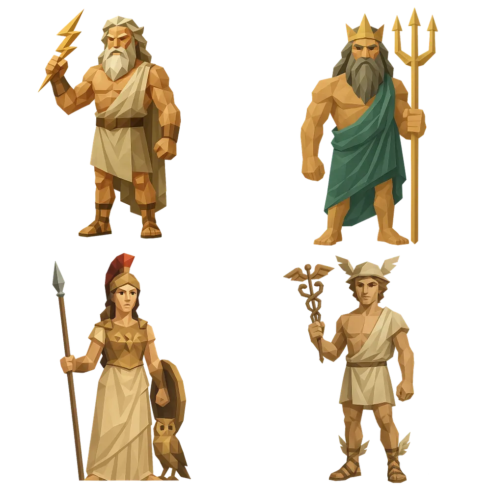 Lowpoly Olympian Greek Gods Characters ChatGPT Image Prompt | PromptBase