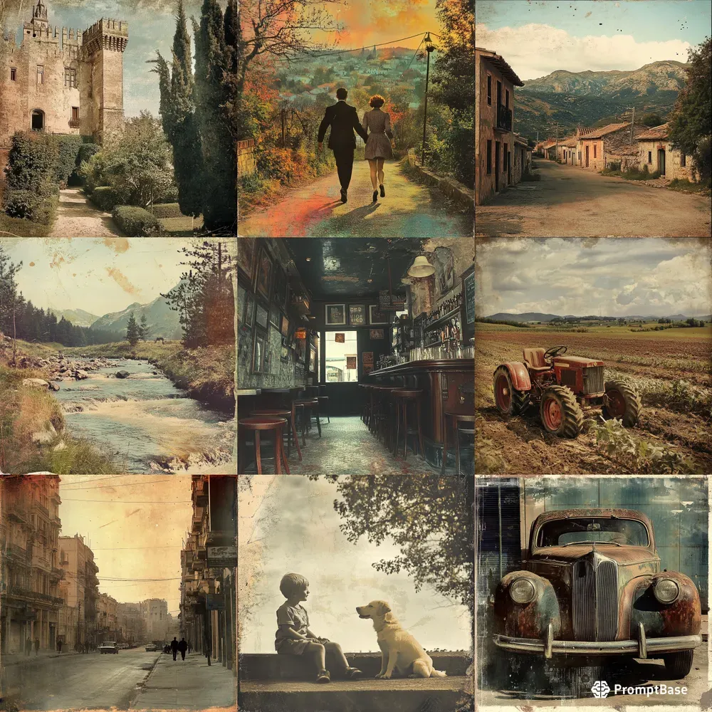 Old Collage Camera Photos Midjourney Prompt | PromptBase