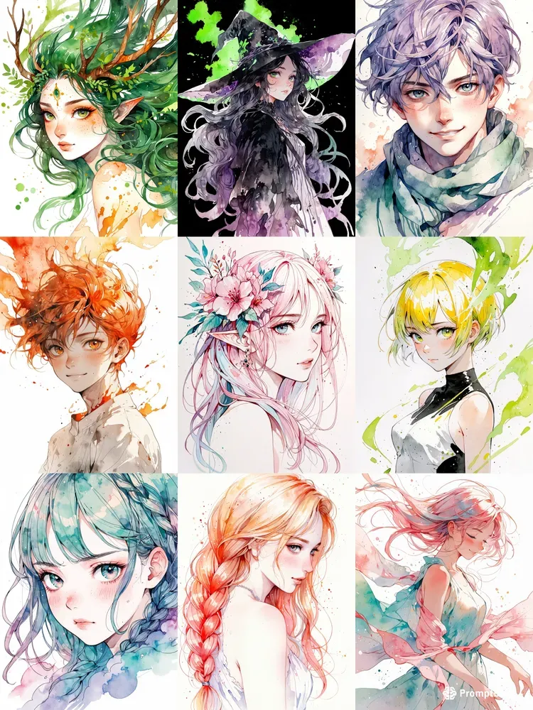 Dreamy Watercolor Manga Portraits Leonardo Ai Prompt | PromptBase