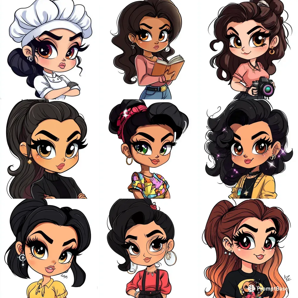 Empowered Women Cartoon Character Designs Midjourney Prompt | PromptBase
