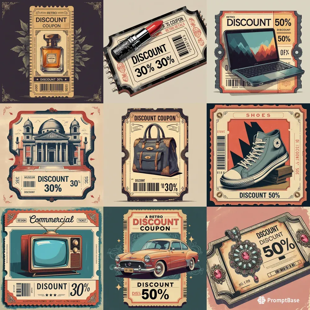 Vintage Illustrator Coupon Designs Leonardo Ai Prompt | PromptBase