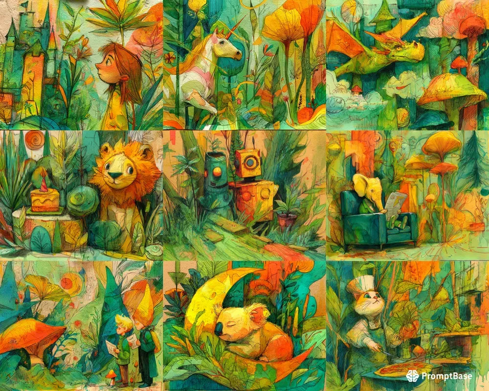 Whimsical Watercolor Storybook Scenes Midjourney Prompt | PromptBase