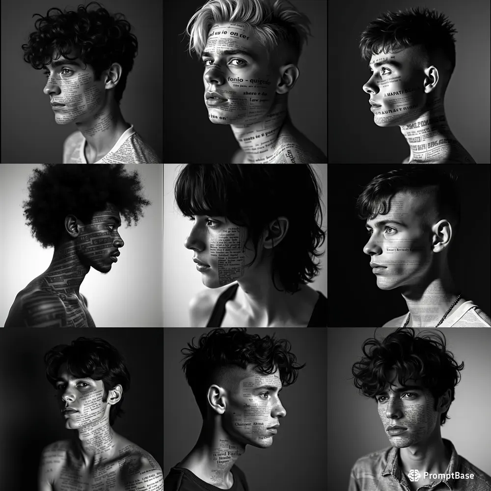 Cinematic Black White Male Portraits FLUX Prompt | PromptBase