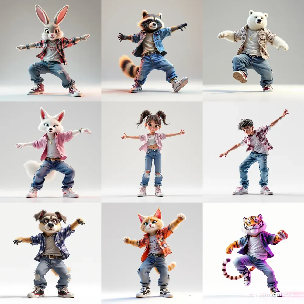 Pixar Characters Dancing Breakdancing FLUX Prompt | PromptBase