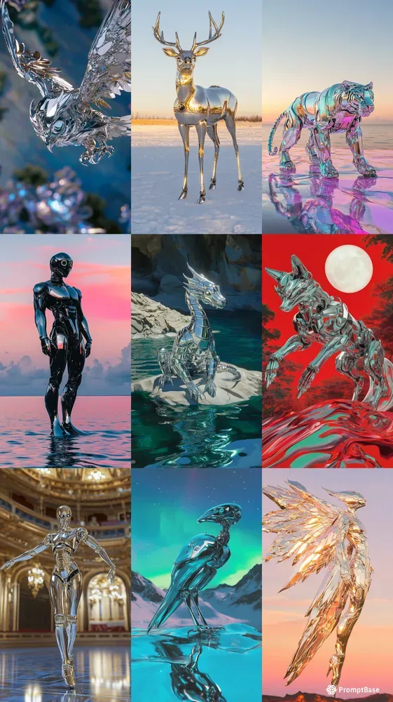 Futuristic Chrome Robots Midjourney Prompt | PromptBase