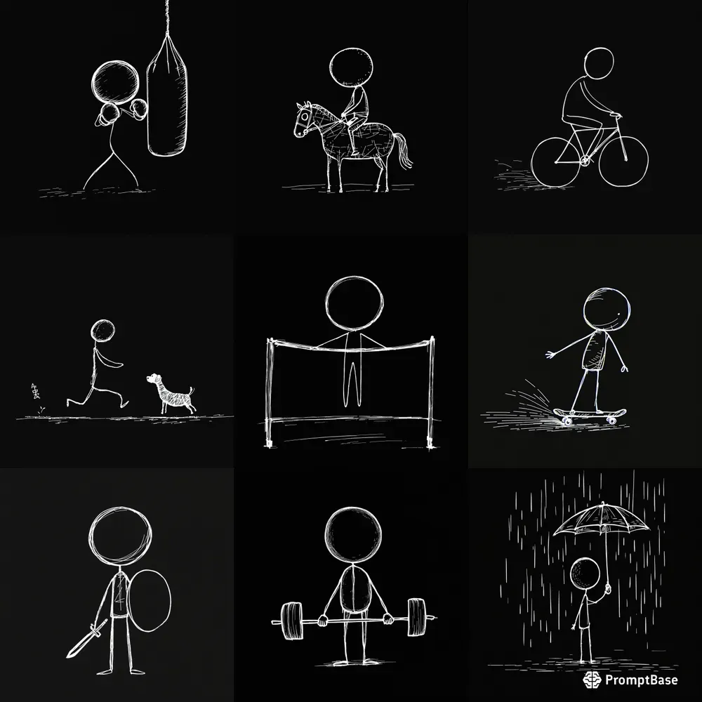 Minimalist Stickman Line Art FLUX Prompt | PromptBase
