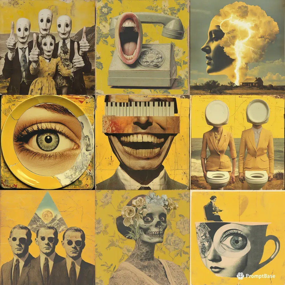 Polite Absurdities Vintage Surreal Collages Midjourney Prompt | PromptBase