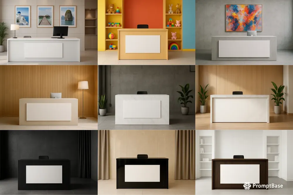 Reception Desk Logo Mockup Tools ChatGPT Image Prompt | PromptBase